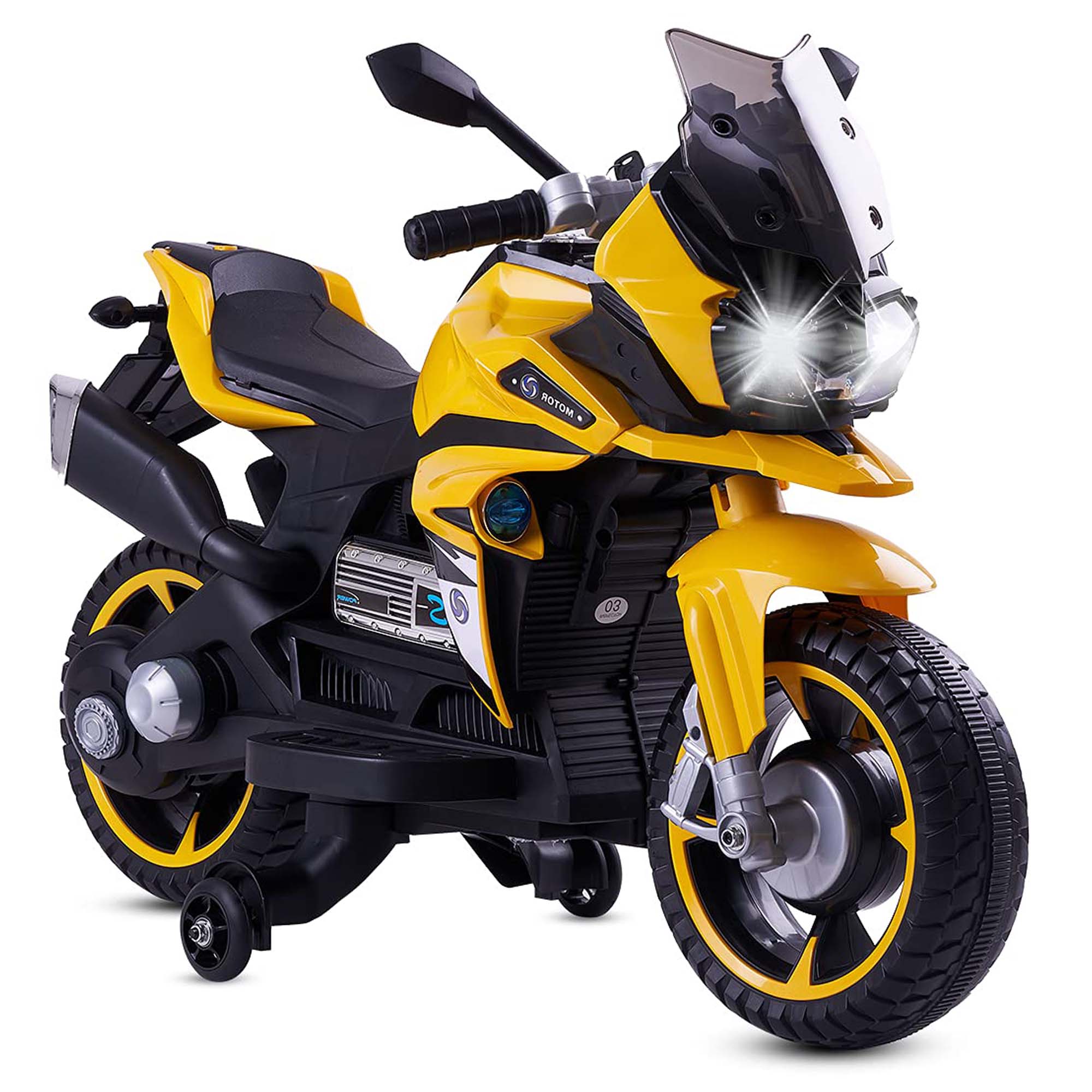 Ride On Electric Bike Kids NEL-R800GS Hand Race Yellow | DERAKBIKES